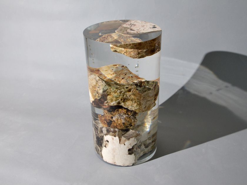 FLOATING KARST FISHEYE Stone and resin stool / coffee table By alcarol ...