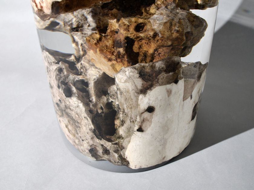 FLOATING KARST FISHEYE Stone and resin stool / coffee table By alcarol ...