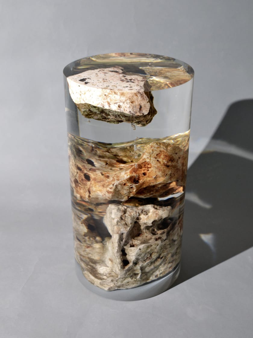FLOATING KARST FISHEYE Stone and resin stool / coffee table By alcarol ...