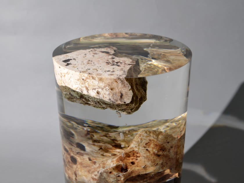 FLOATING KARST FISHEYE Stone and resin stool / coffee table By alcarol ...