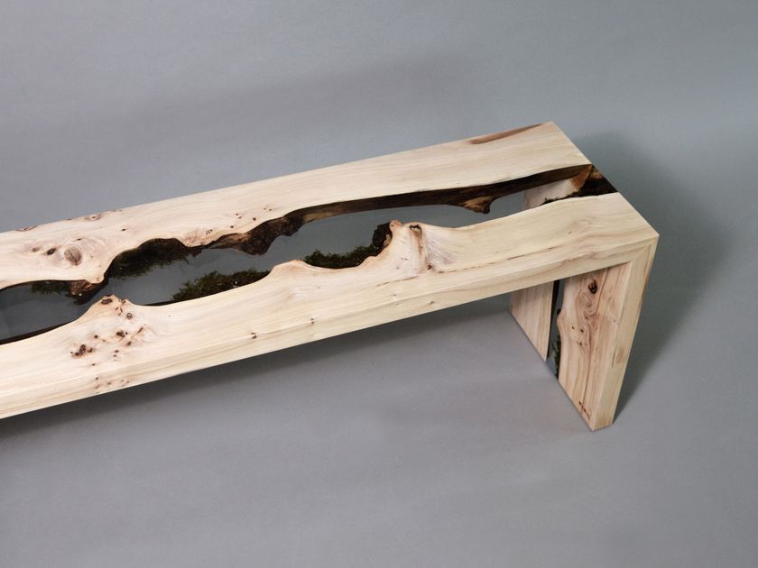 TRAIL RIVER Solid wood and resin bench By Alcarol | design Andrea Forti ...