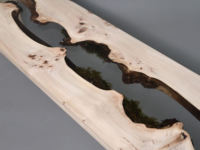 TRAIL RIVER Solid wood and resin bench By Alcarol | design Andrea Forti ...