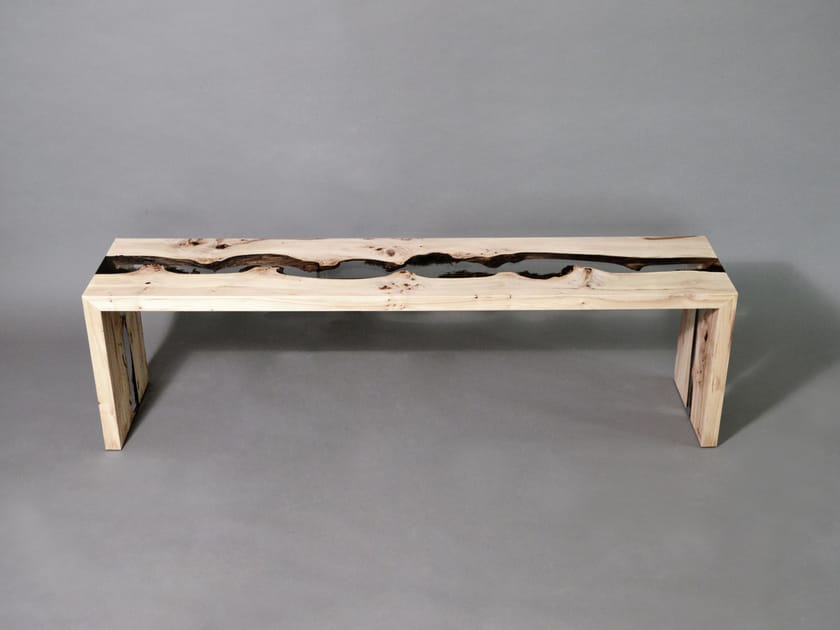 TRAIL RIVER Solid wood and resin bench By alcarol | design Andrea Forti ...