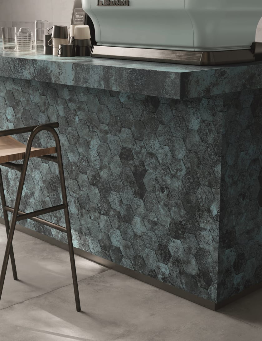 Porcelain stoneware wall/floor tiles with metal effect ALCHEMY NAVY ...