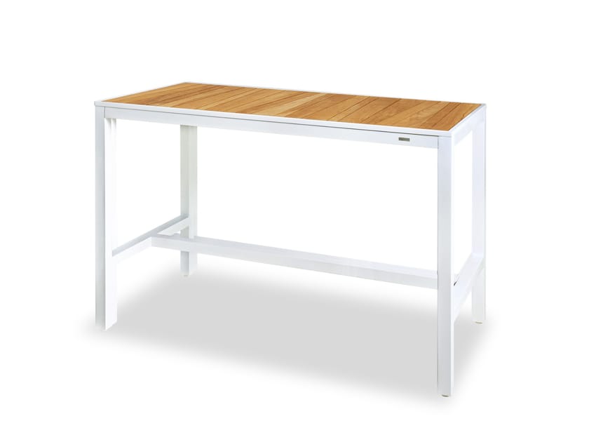 ALLUX Rectangular high table with Teak top with irregular slats By ...