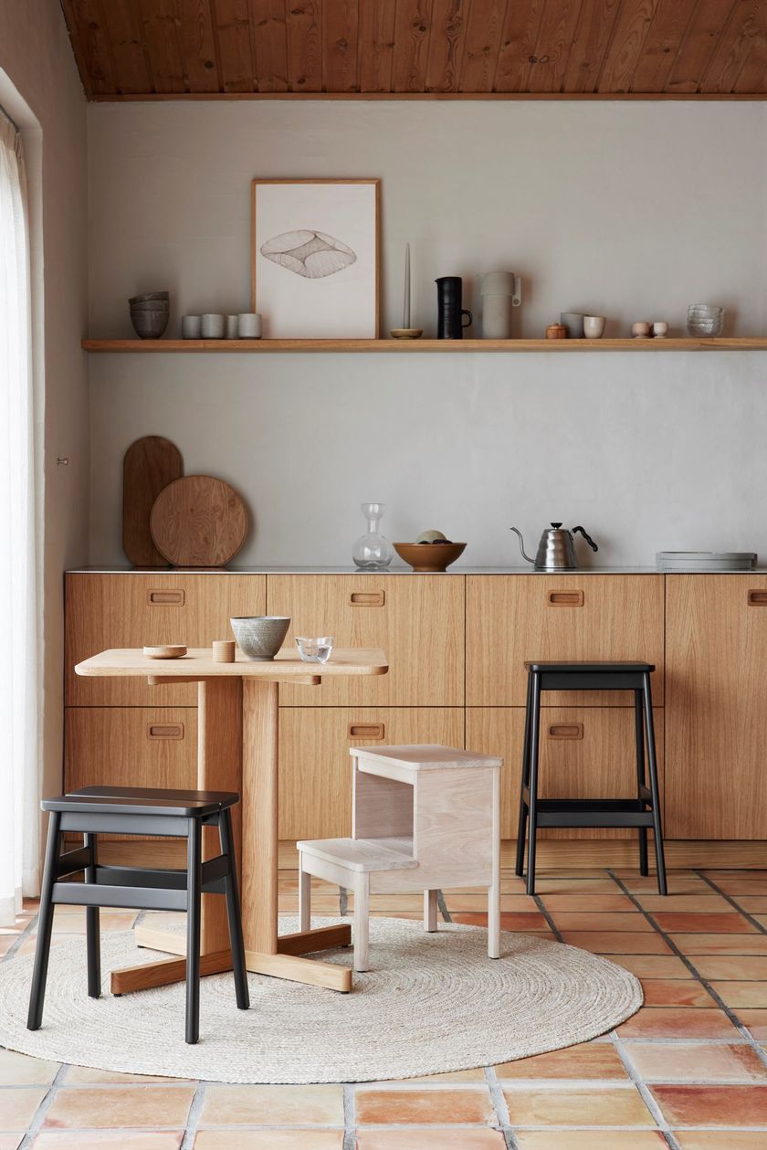 ANGLE STANDARD 65 | Stool with footrest High beech stool with footrest ...