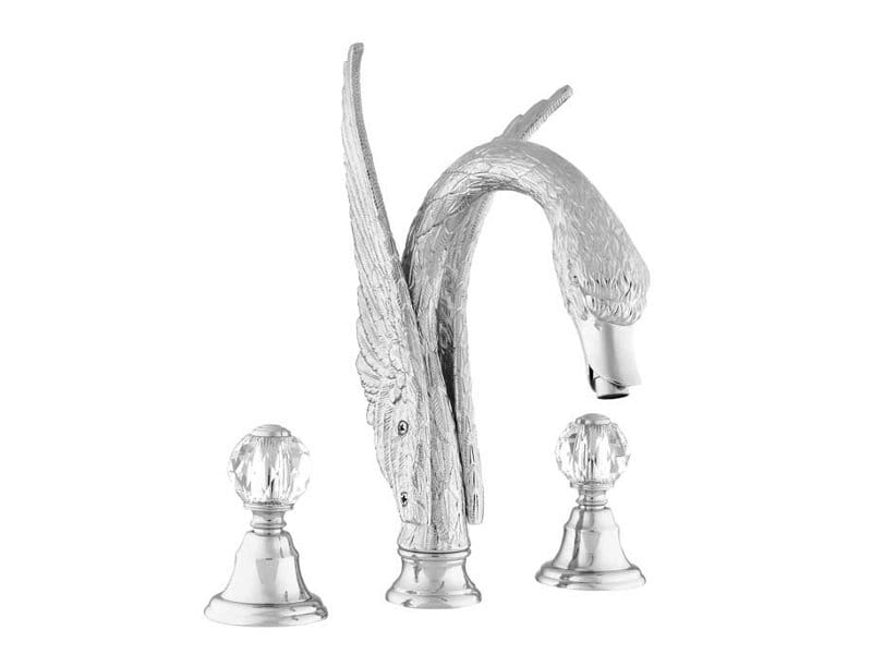 SWAN 3 hole chromed brass washbasin tap with Swarovski® crystals By ...