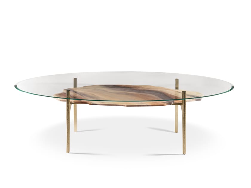 Oval tempered glass living room table ARKADY By Visionnaire
