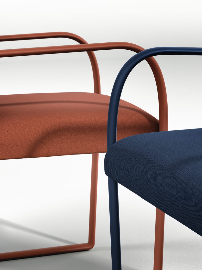 ARCOS Fabric armchair with armrests By Arper | design Lievore Altherr