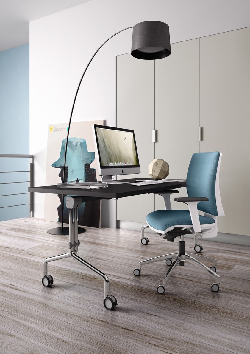 Rectangular chipboard and steel meeting table with castors ARNO 5 Arno ...