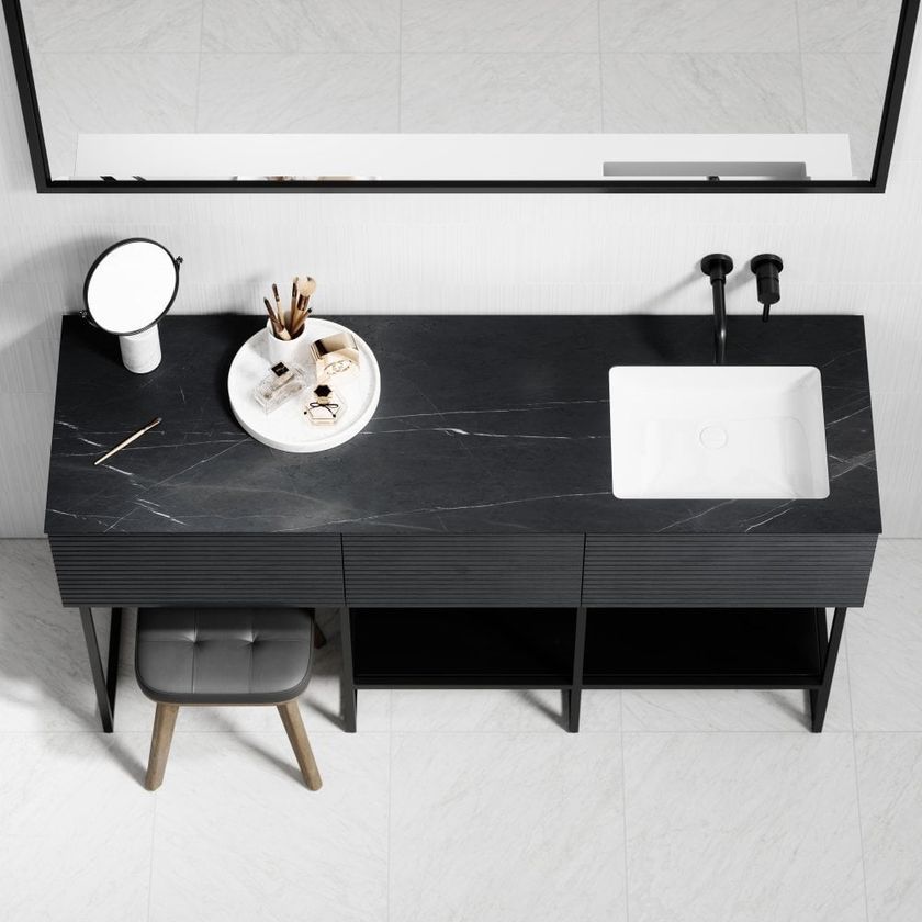 AUDEMAR Floor-standing wooden vanity unit with mirror By LUSSO
