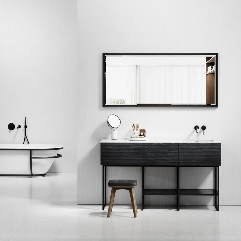 AUDEMAR Floor-standing wooden vanity unit with mirror By LUSSO