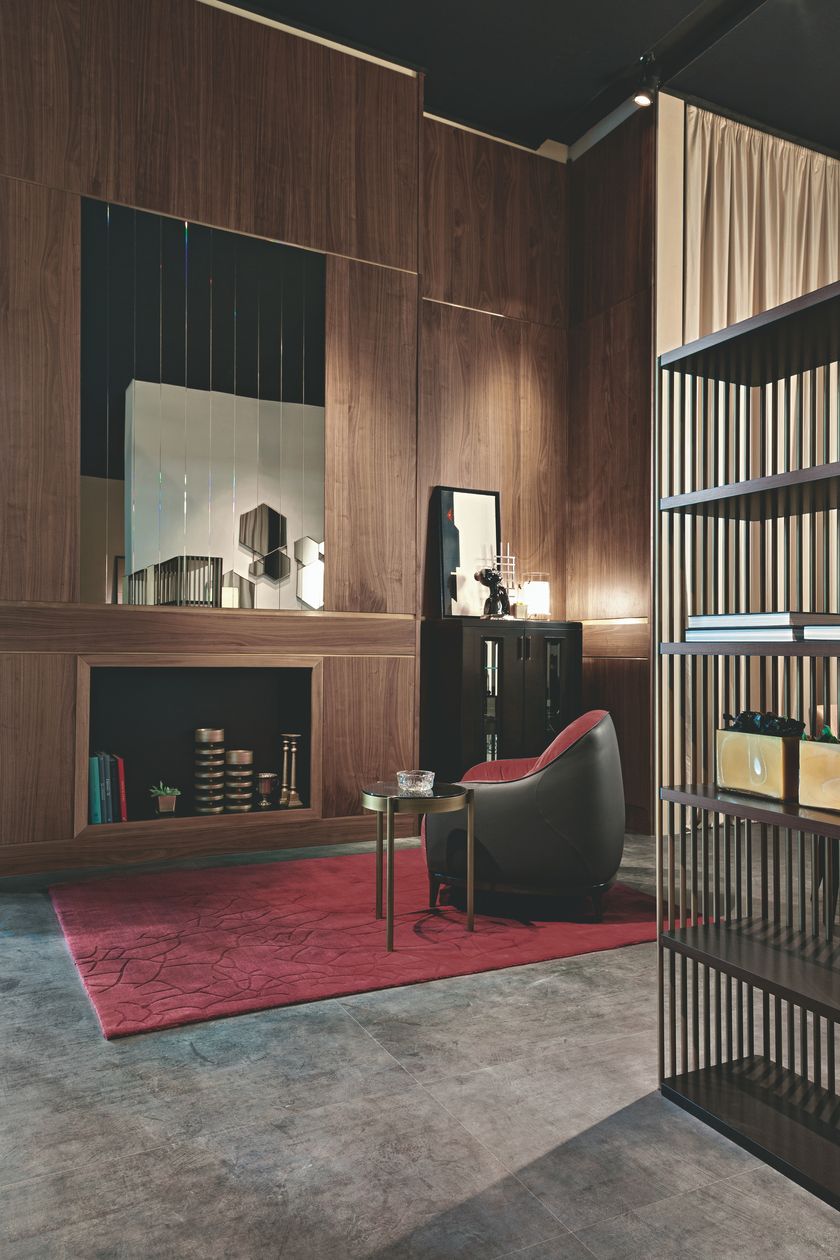 Upholstered leather armchair with armrests BALI By SELVA