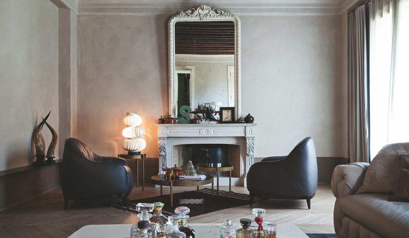 Upholstered leather armchair with armrests BALI By SELVA