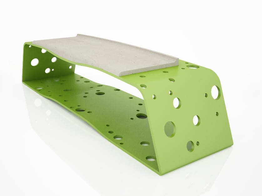 GIO' Backless galvanized plate bench By Viscio Urban Design