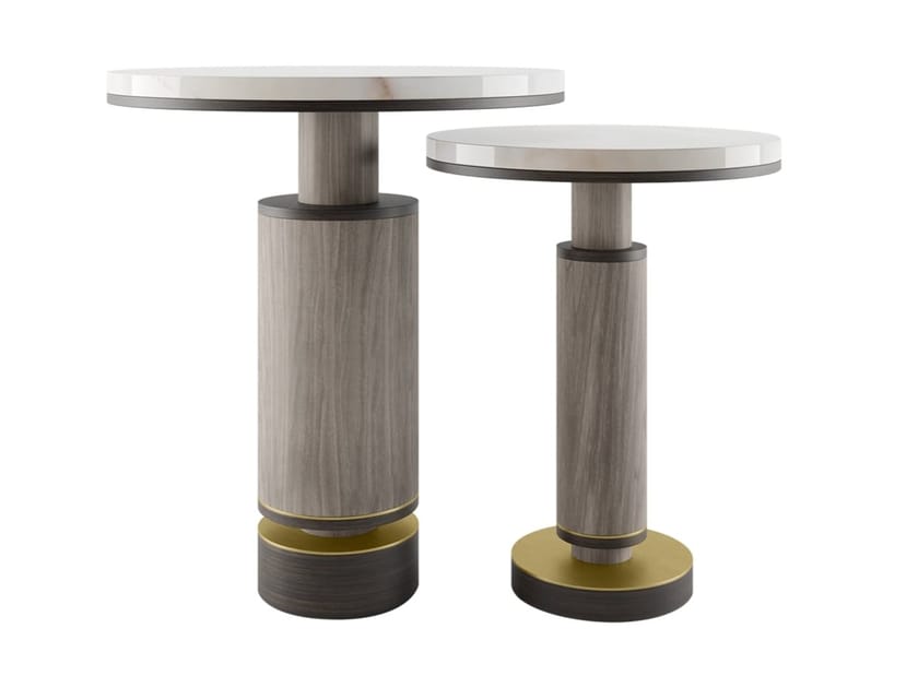 Round wooden and stone side table BERLIN By FRATO