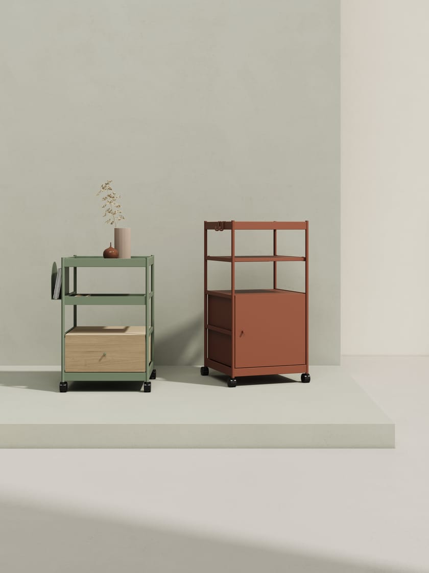 BESIDE | Office storage unit with drawers Low metal and wooden office ...