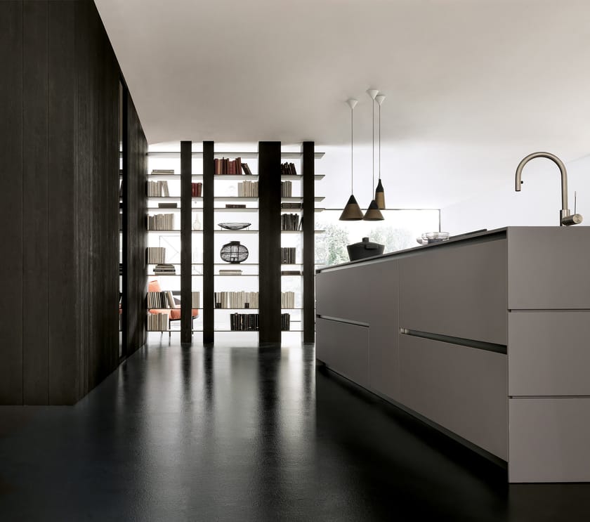 SKILL Double-sided floor-ceiling mounted eucalyptus bookcase By ...