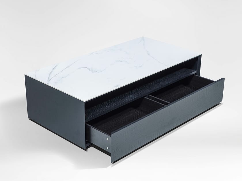 BLEND | Coffee table with storage space Modular Carrara marble coffee ...