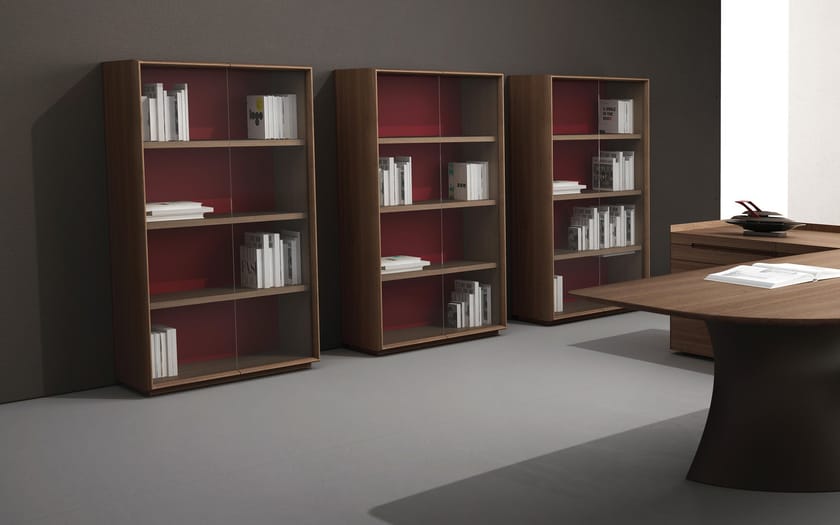 Wood and glass bookcase / display cabinet BLOCK By Martex