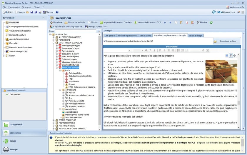 Gestión de cumplimiento y fases de obras de construcción Blumatica POS Semplificato By Blumatica