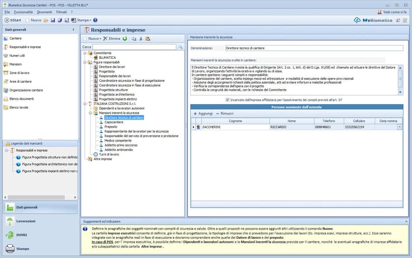 Gestión de cumplimiento y fases de obras de construcción Blumatica POS Semplificato By Blumatica