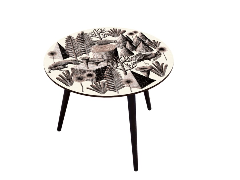 Beech wood and HPL side table BOCAGE BELETTE SEPIA XL Paysages ...