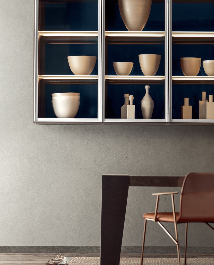 SPAZIOTECA Wall-mounted sectional glass bookcase By PIANCA
