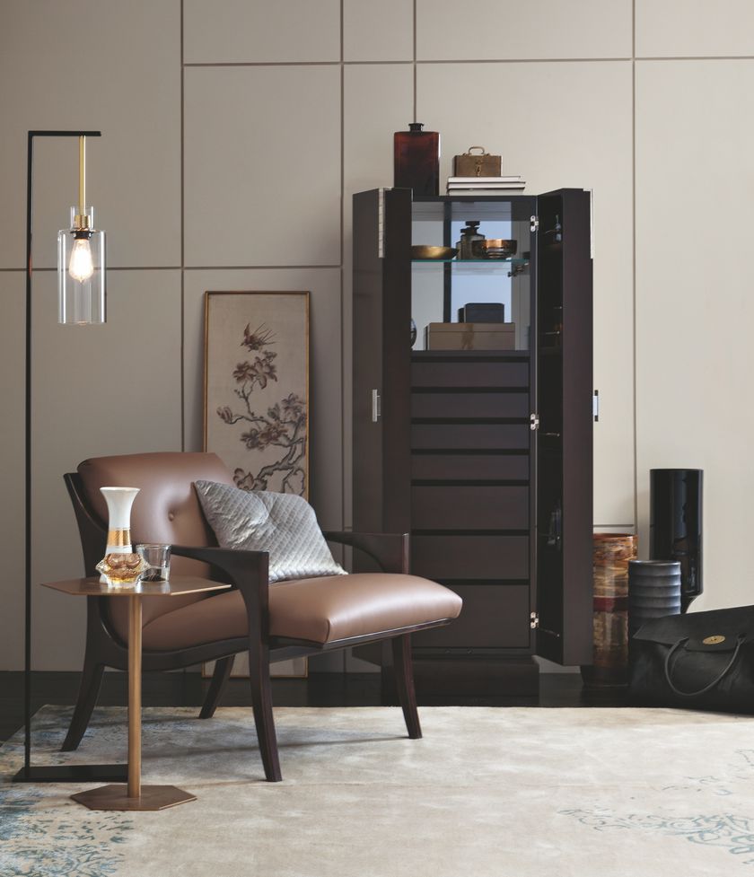Upholstered fabric armchair with armrests BRIDGE By SELVA