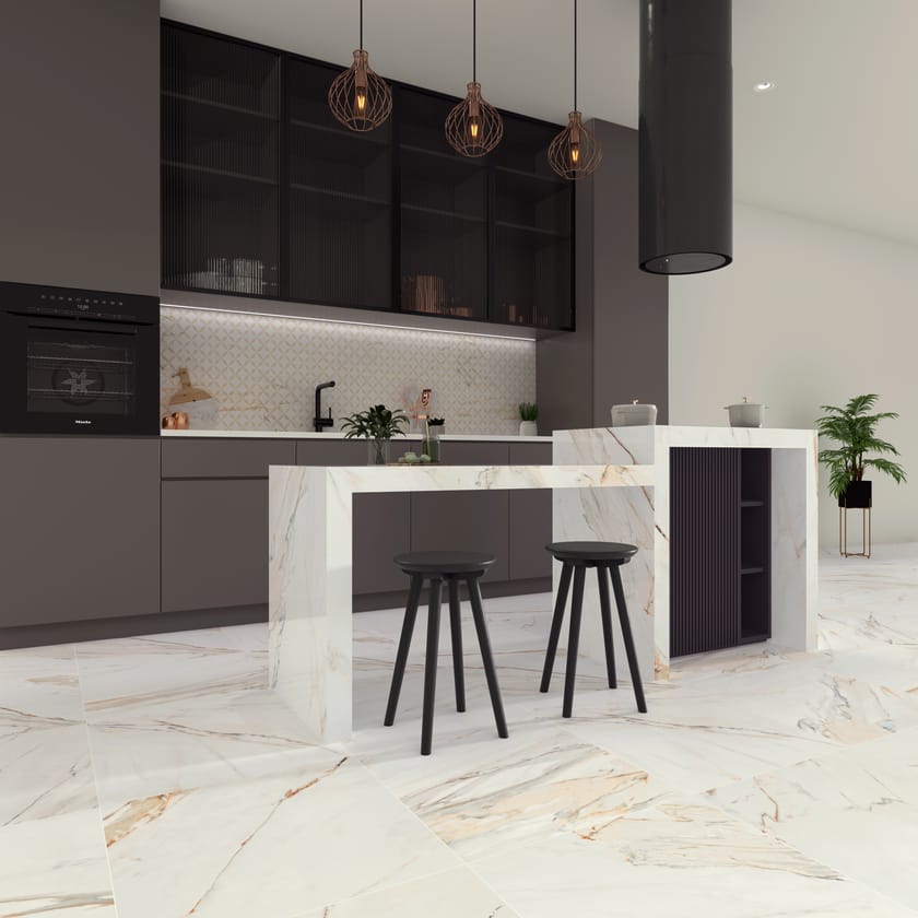 Pavimento/rivestimento in gres porcellanato effetto marmo CALACATTA ORO ...