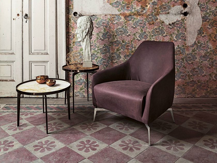 Upholstered leather easy chair with armrests CÉLINE By ALIVAR design ...