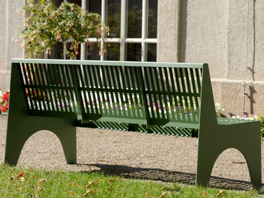 CHALIDOR 500 Stainless steel bench with back By BENKERT BANKE