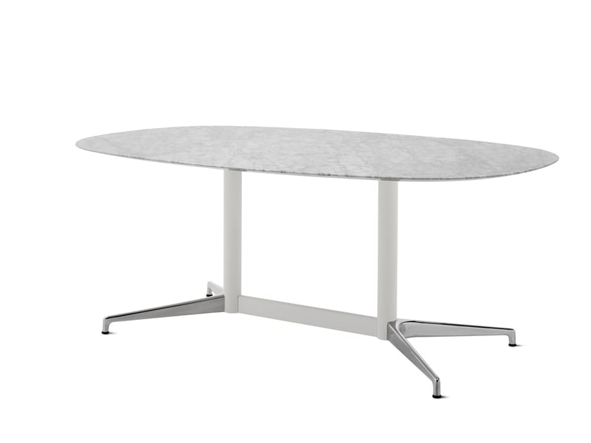 Oval marble meeting table with cable management CIVIC | Marble meeting ...