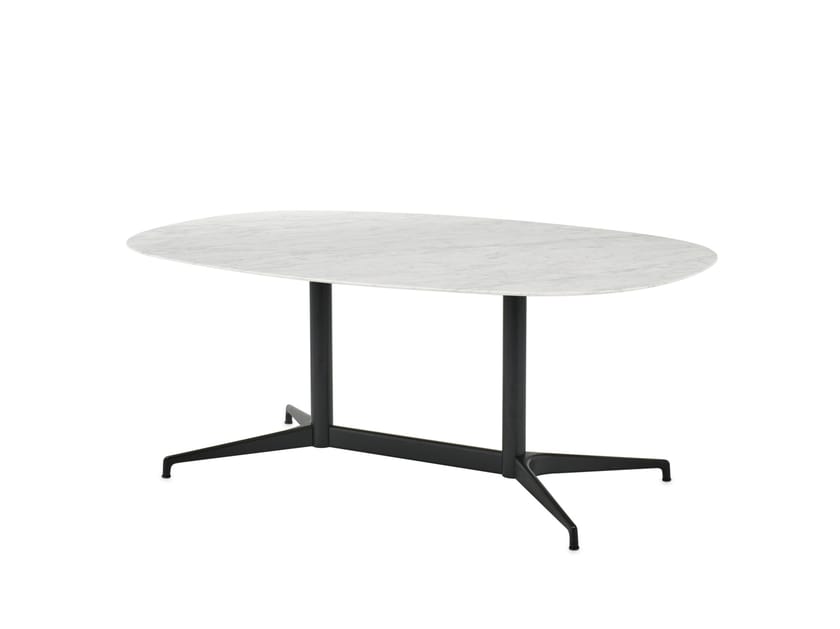Oval marble meeting table with cable management CIVIC | Marble meeting ...