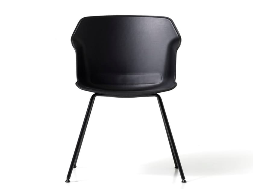 CLOP Tanned leather chair with armrests By Diemme | design Dorigo Design