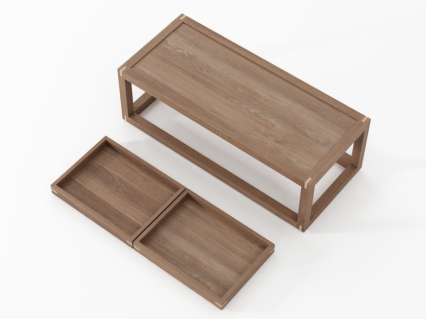 UP & DOWN III | Coffee table Rectangular wooden coffee table with tray ...