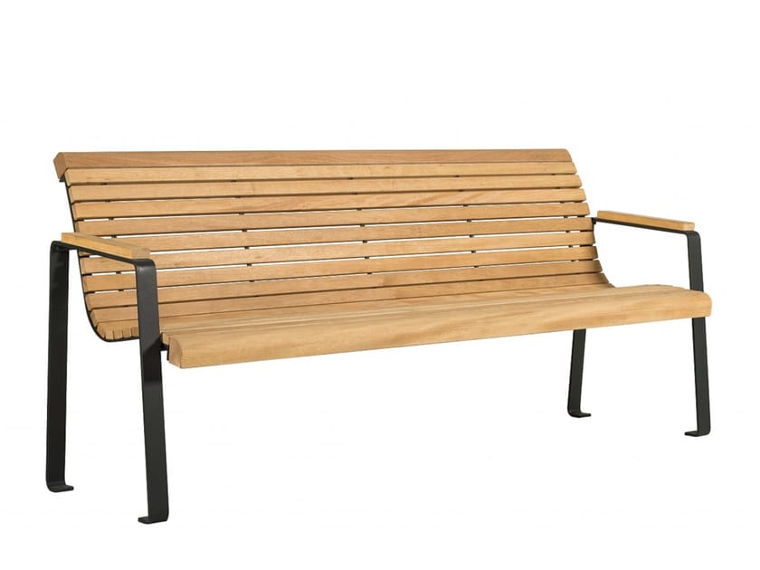 Wooden Bench with armrests with back COMFORT Comfort Collection By ...