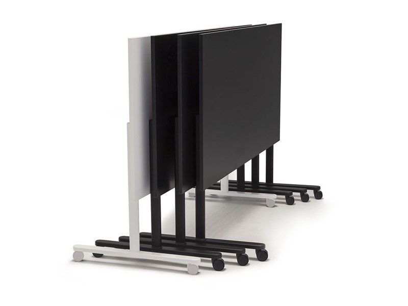Folding rectangular wooden office desk with casters CONNECT TRAINING ...