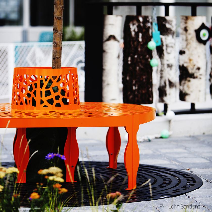 Round galvanized steel Bench CORAL ROUND Coral Collection By LAB23