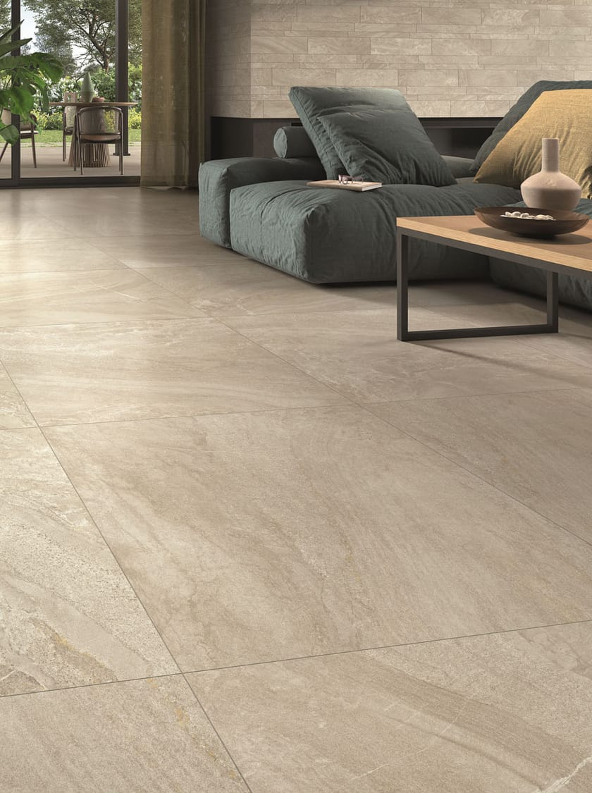 Pavimento/rivestimento in gres porcellanato effetto pietra COUNTY BEIGE - Panaria Ceramica ...