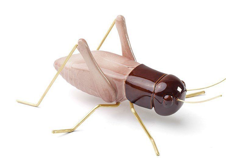 Contemporary style ceramic decorative object CRICKET ROSE Fauna color ...