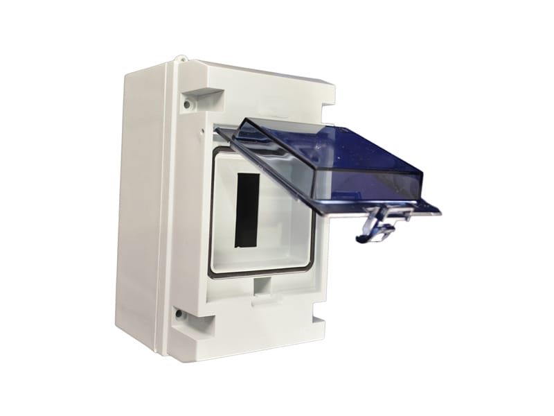 Plastic distribution enclosure 4 MOD ENCL IP65 C/W TRANSPARENT By Garo