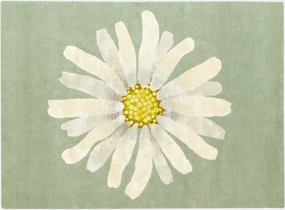 DAISY Rectangular rug with floral pattern By Deirdre Dyson