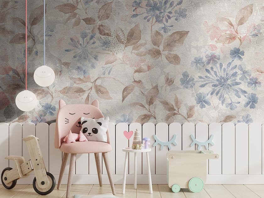 Nonwoven kids wallpaper with floral pattern DELICATE Les Enfants Collection By MILLE997