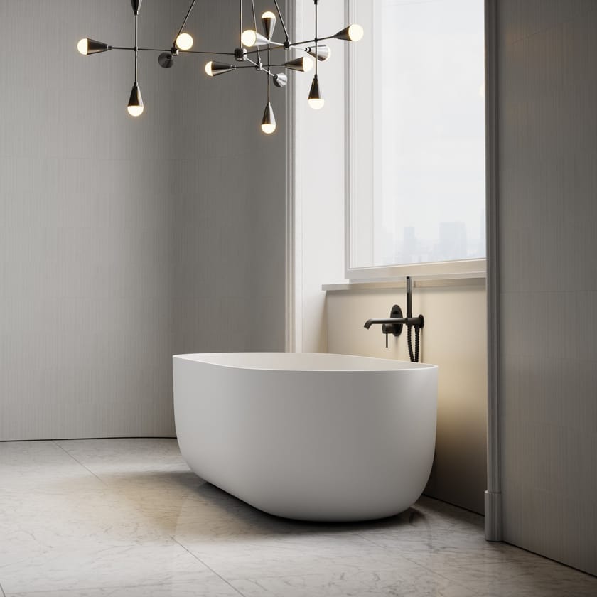 DESIGNO Freestanding oval Resin Stone bathtub By LUSSO