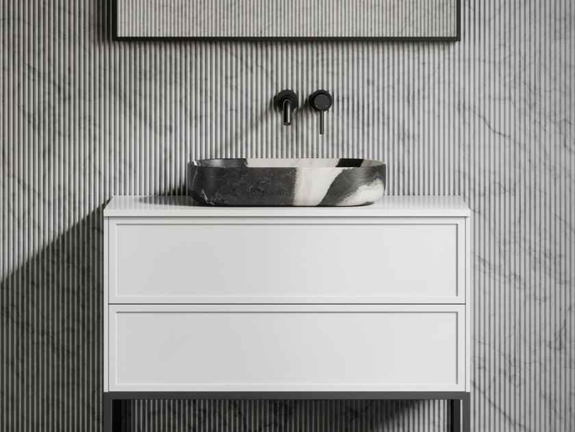 DESIGNO Lavabo da appoggio ovale in marmo Panda By LUSSO