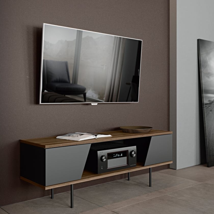 TV cabinet with cable management DIXIE By TemaHome design Nuno Rosa