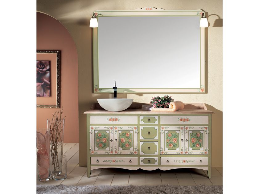 DORA | Vanity unit with integrated washbasin Floor-standing wooden ...