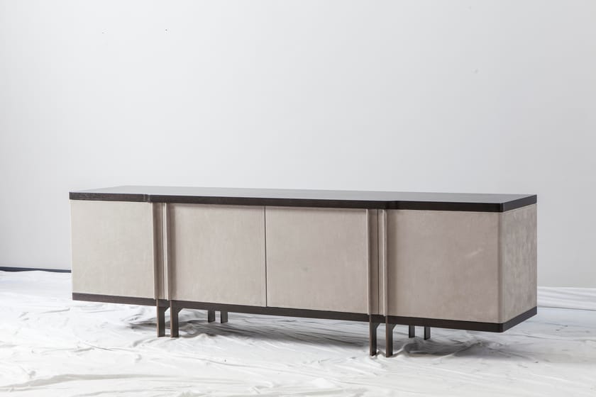 Wooden and leather sideboard with doors DORAL By SELVA