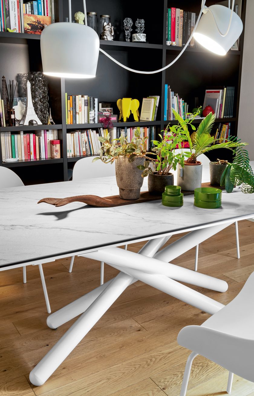 DUEL | Mesa extensível Mesa extensível retangular de cerâmica By Connubia